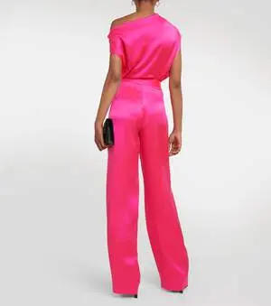 THE SEI High-rise Wide-leg Silk Trousers