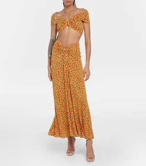 Rabanne Low-rise Printed Maxi Skirt