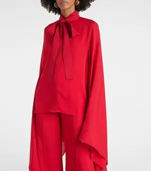 Elie Saab Silk Tie-neck Blouse