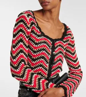 GANNI Crochet Cropped Cotton Cardigan