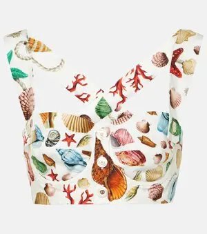DOLCE & GABBANA Dolce&Gabbana Capri Printed Cotton Crop Top