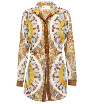 Tory Burch Printed Cotton Belted Shirt