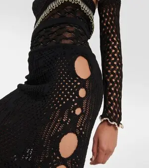 ROBERTA EINER Cutout Cotton Knit Midi Skirt