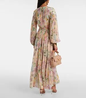 Zimmermann Halliday Gathered Floral Maxi Dress