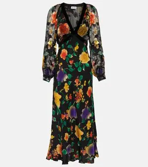 Rixo Floral Silk Midi Dress - Multicoloured