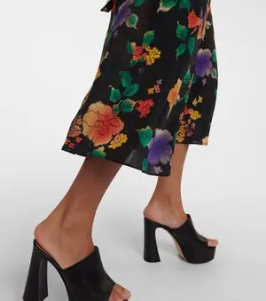 Rixo Ombre Bloom Black Floral Silk Midi Dress