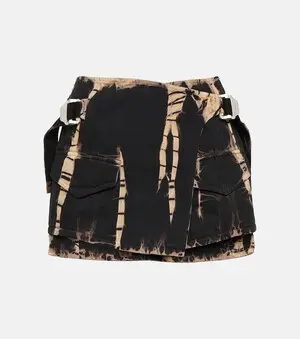 DION LEE Tie & Dye Denim Wrap Mini Skirt - Multicoloured