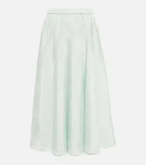 JOSEPH Smithfield Silk Midi Skirt - Green