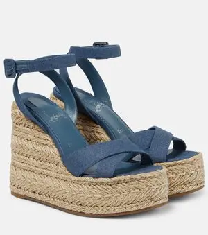 CHRISTIAN LOUBOUTIN Mariza Zeppa Canvas Espadrille Sandals