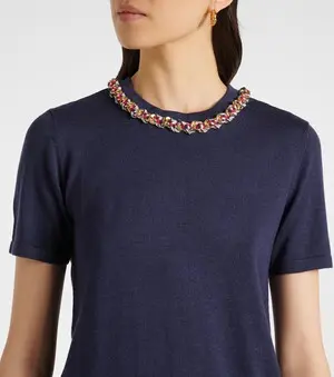 Carolina Herrera Embellished Wool And Silk Sweater