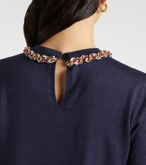 Carolina Herrera Embellished Wool And Silk Sweater