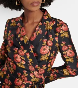 Etro Floral Silk Twill Midi Wrap Dress