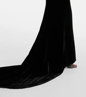 Alessandra Rich Bow Detail Velvet Gown