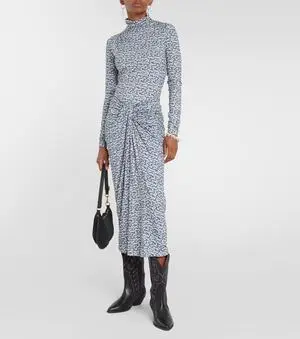 MARANT ETOILE Jeldia Printed Jersey Midi Skirt