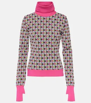 JETSET Geometric Print Turtleneck Sweater