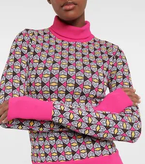 JETSET Geometric Print Turtleneck Sweater