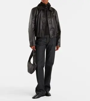LEMAIRE Croissant Small Leather Shoulder Bag - Black