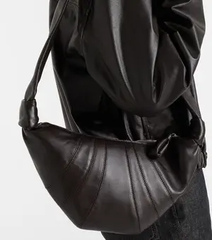 LEMAIRE Croissant Small Leather Shoulder Bag - Black