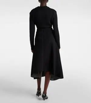 Plan C Pleated Asymmetric Midi Skirt