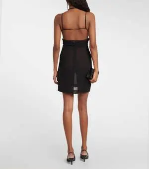 NENSI DOJAKA Cutout Halterneck Cotton Minidress