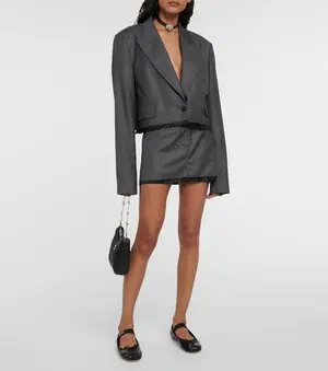 Miu Miu Logo Leather Ballet Flats - Black