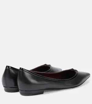 Tory Burch Double T Leather Ballet Flats