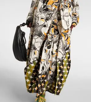 Dries Van Noten Printed Double-breasted Satin Coat
