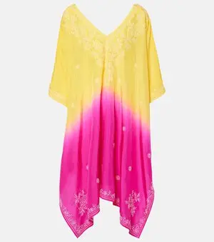 JULIET DUNN Embroidered Ombre Silk Kaftan - Multicoloured