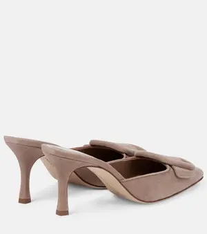 Manolo Blahnik Maysale 70 Suede Mules - Brown