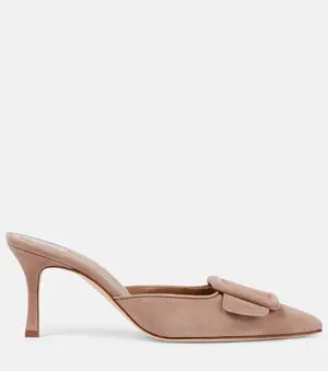 Manolo Blahnik Maysale 70 Suede Mules - Brown