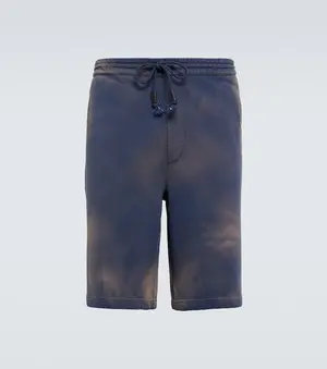 Loewe Cotton Jersey Shorts With Embroidery In Washed Indigo