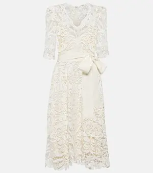 Elie Saab Lace Midi Dress - White
