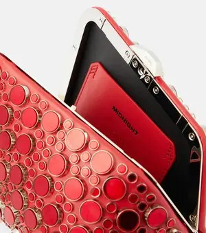 Attico Midnight Mini Embellished Leather Clutch - Red