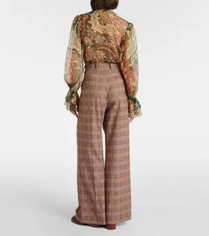 Etro Checked High-rise Wide-leg Trousers