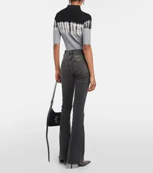 FRAME Le High Flare Jeans In Obsidian