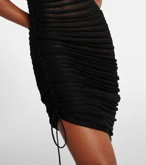 Alaïa Open-knit Ruched Mini Dress