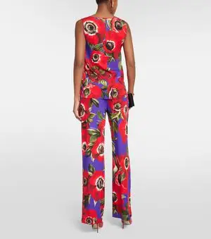 Dolce & Gabbana Anemone Silk-blend Charmeuse Top - Multicoloured