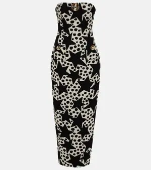 AREA Crystal-embellished Jacquard Maxi Dress - Multicoloured