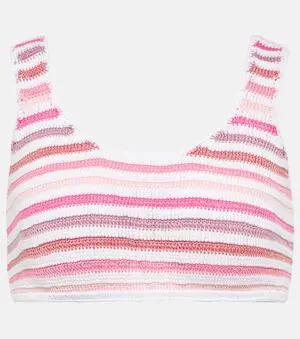 Anna Kosturova Striped Crochet Crop Top - Multicoloured
