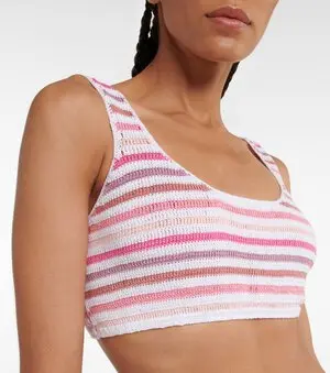 Anna Kosturova Striped Crochet Crop Top