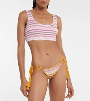 Anna Kosturova Striped Crochet Crop Top
