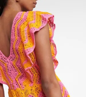 Anna Kosturova Melissa Crocheted Cotton Minidress - Multicoloured