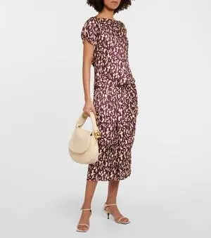 Velvet By Graham & Spencer Juno Printed Satin Midi Skirt - Multicoloured