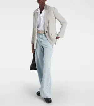 Brunello Cucinelli Oversized V-neck Linen-blend Blazer