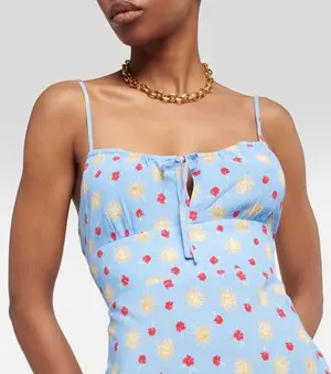 Rixo Lanie Printed Midi Dress In Sun Petal Serenity
