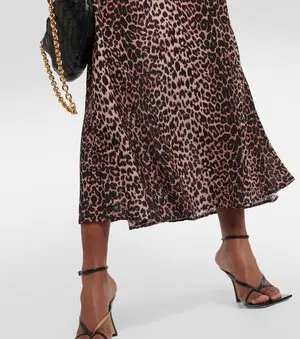 Rixo Attiya Leopard Print Lace Trimmed Slip Dress