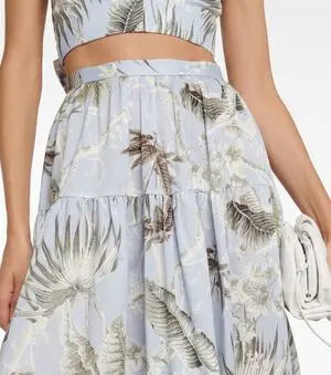 Erdem Olympia Printed Cotton Midi Skirt