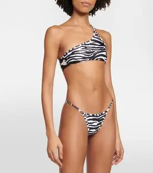 Attico Printed One-shoulder Bikini