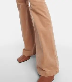 FRAME Le Bardot Mid-rise Corduroy Flared Pants - Beige