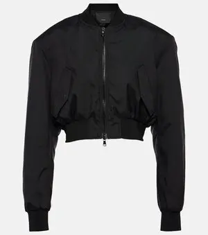Wardrobe.NYC Cropped Bomber Jacket - Black